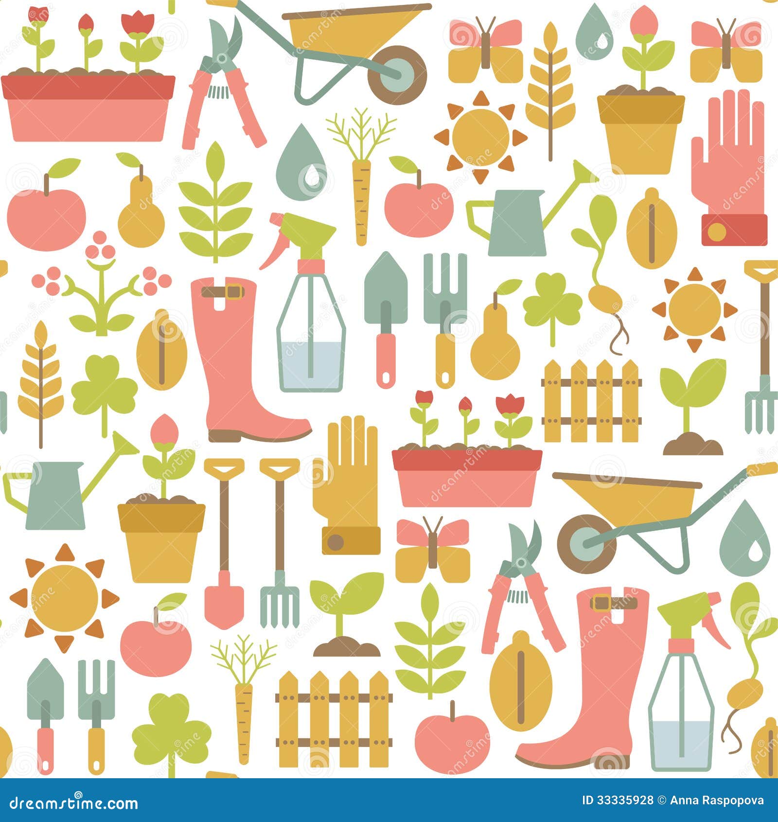 Gardening pattern stock vector. Illustration of gloves - 33335928