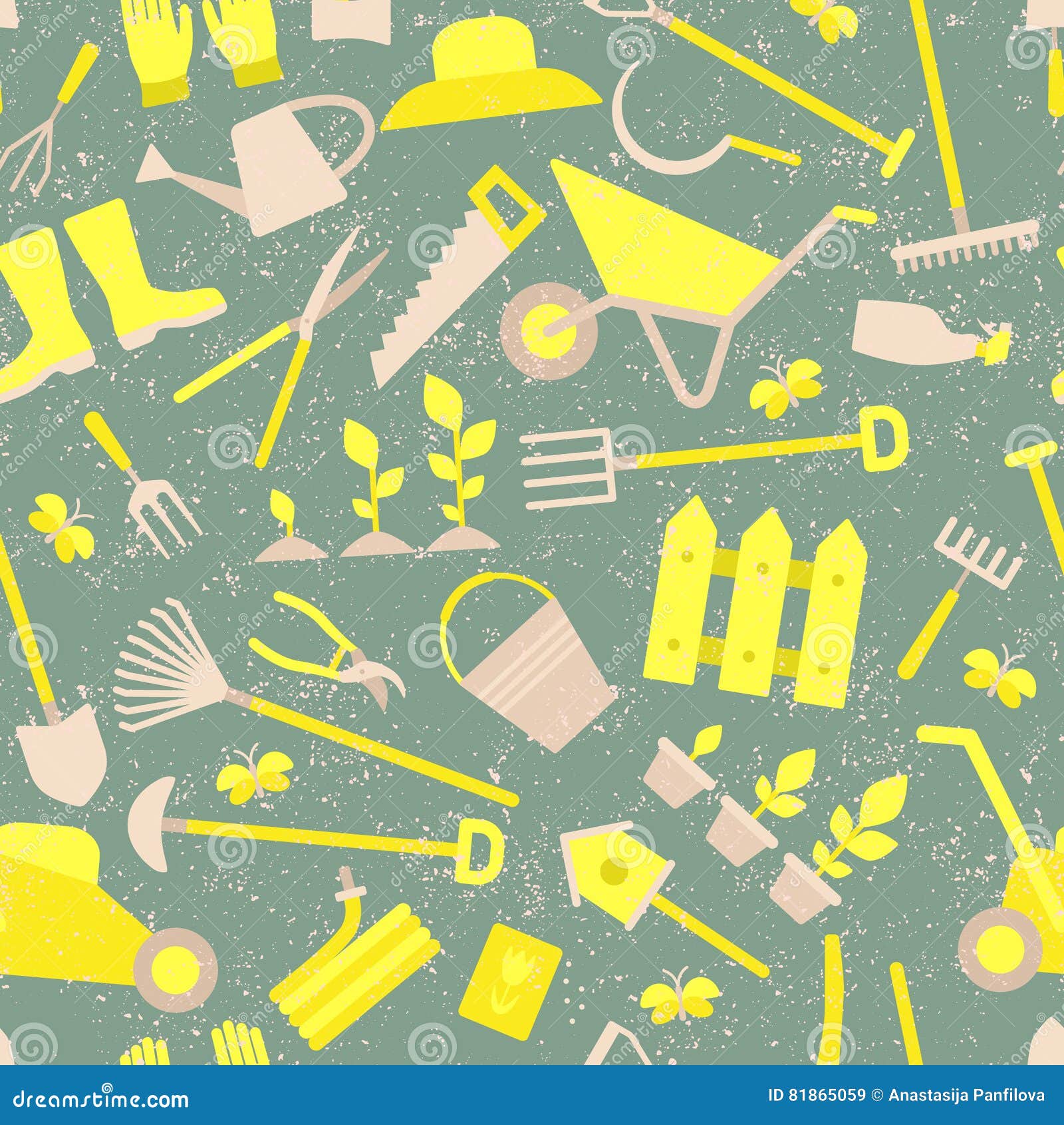 Gardening pattern set. stock vector. Illustration of growing - 81865059