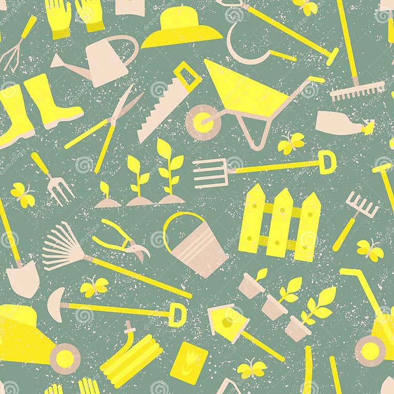 Gardening pattern set. stock vector. Illustration of growing - 81865059