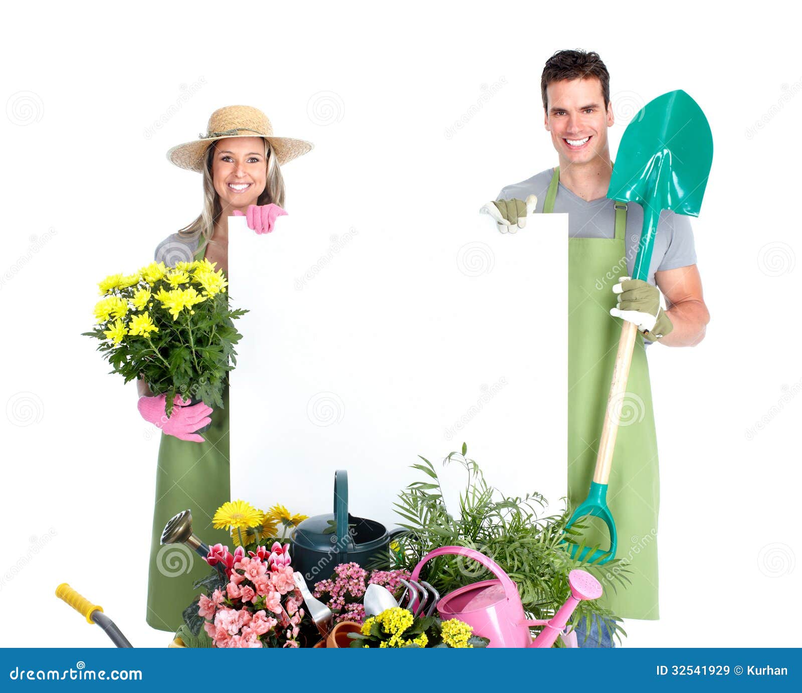 People Gardening White Background