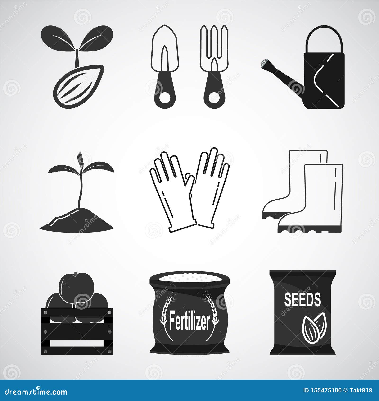 Gardening and Planting Icon Set Stock Vector - Illustration of crop ...