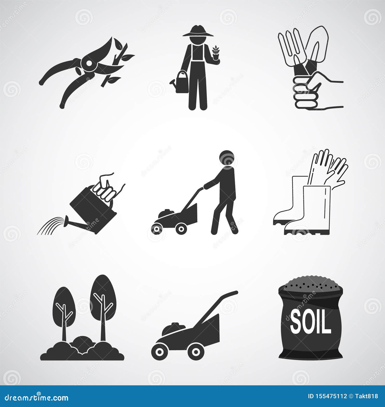 Gardening and Planting Icon Set Stock Vector - Illustration of garden ...