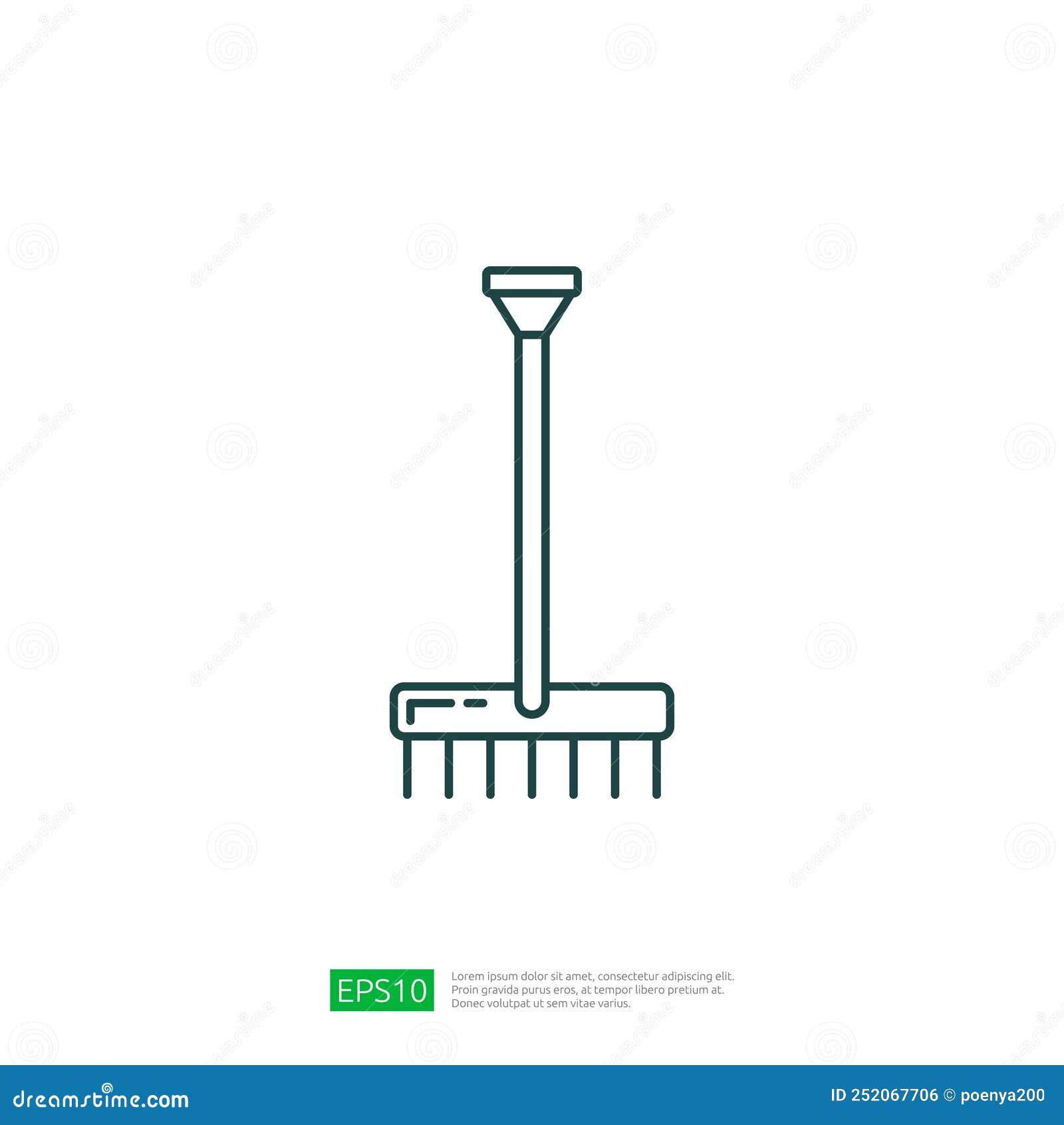 Gardening Rake. Farming Vector Icon Stock Vector - Illustration of ...