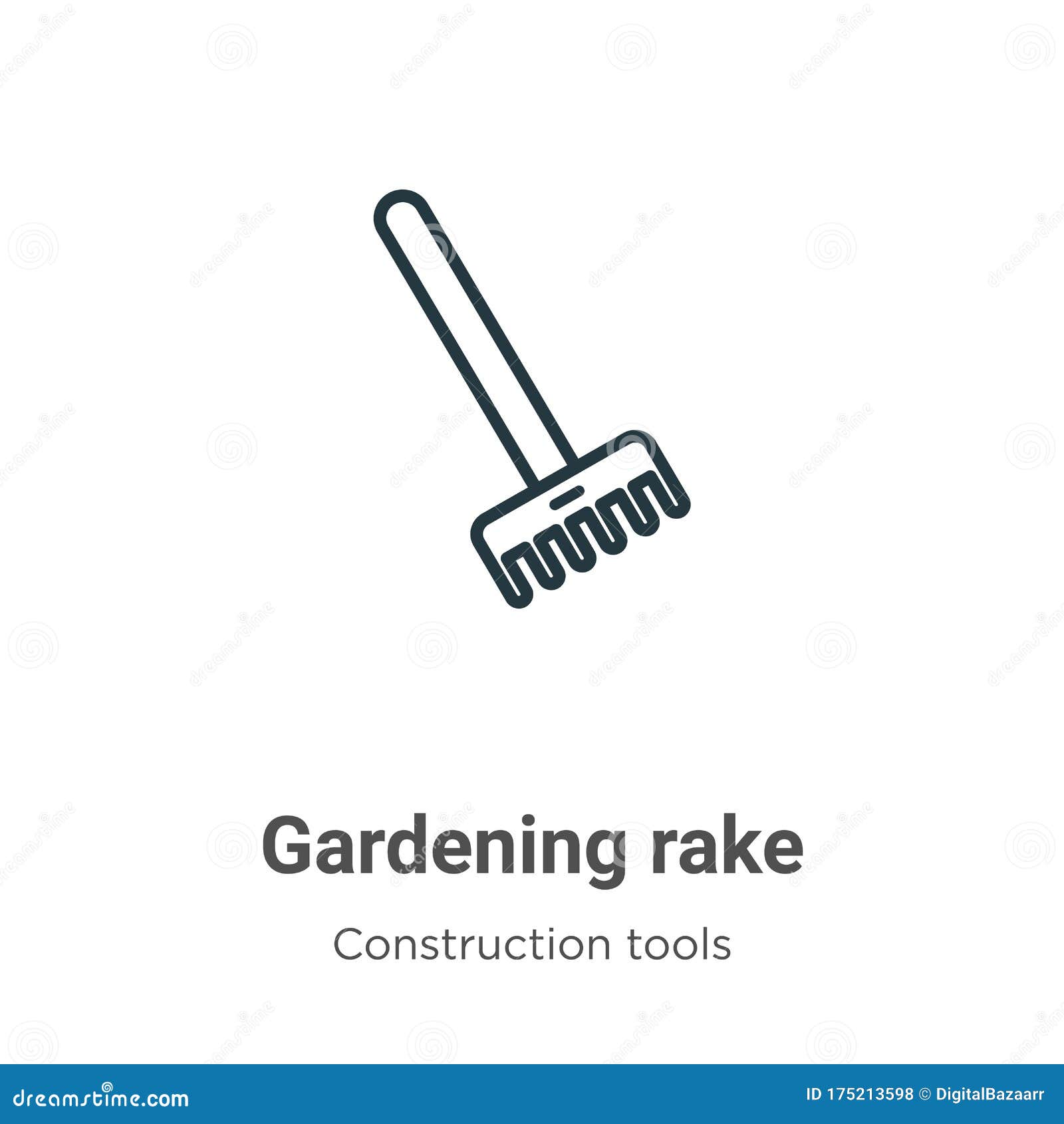 Gardening Rake Outline Vector Icon. Thin Line Black Gardening Rake Icon ...