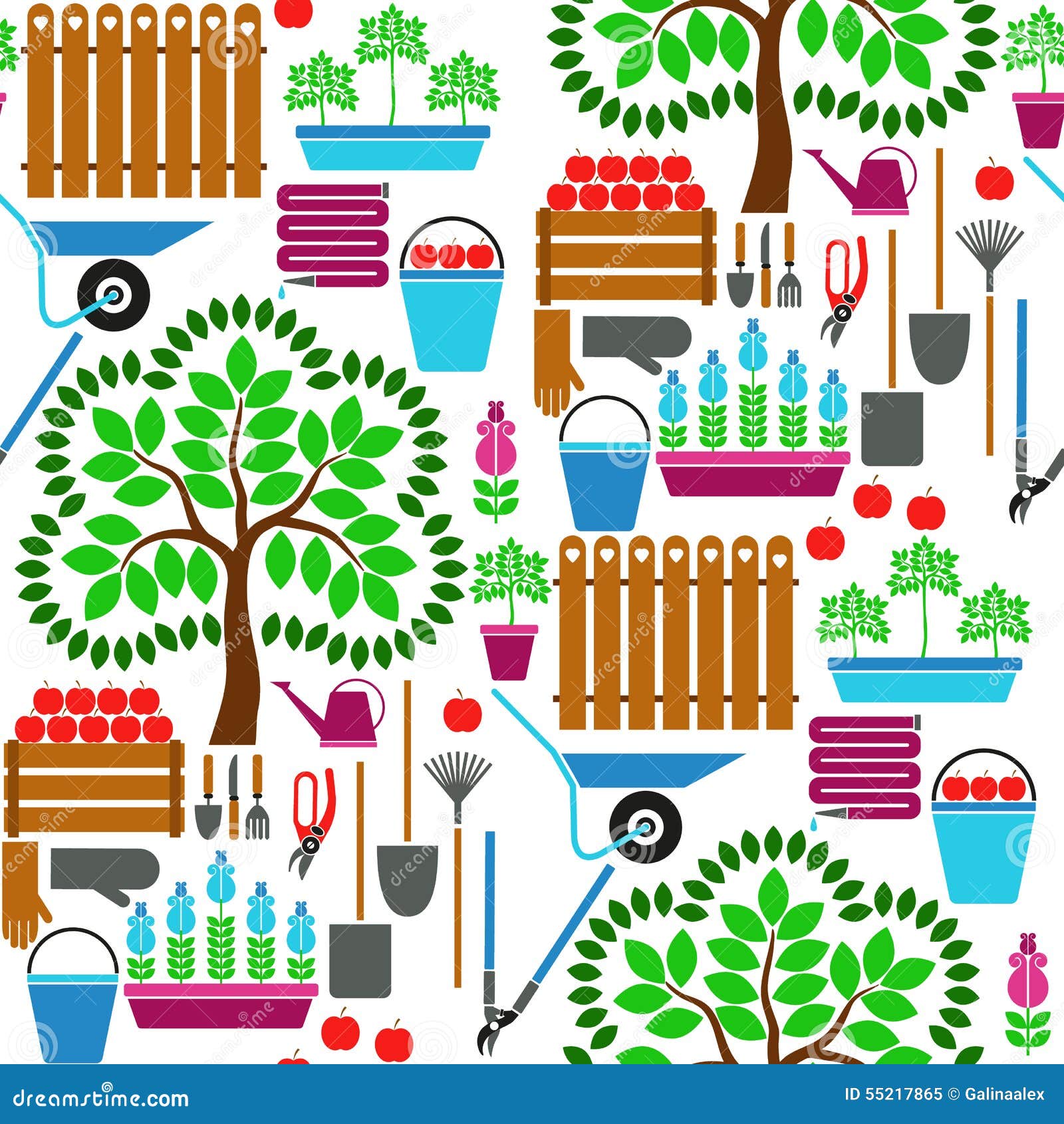 Gardening seamless pattern stock vector. Illustration of hose - 55217865