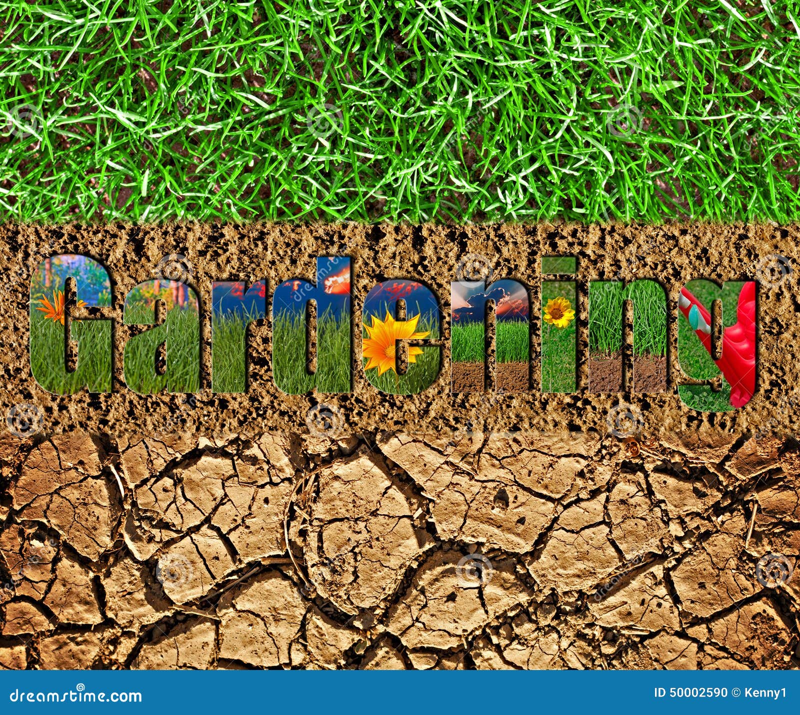 Gardening Text on Soil and Grass Background Stock Photo - Image of ...