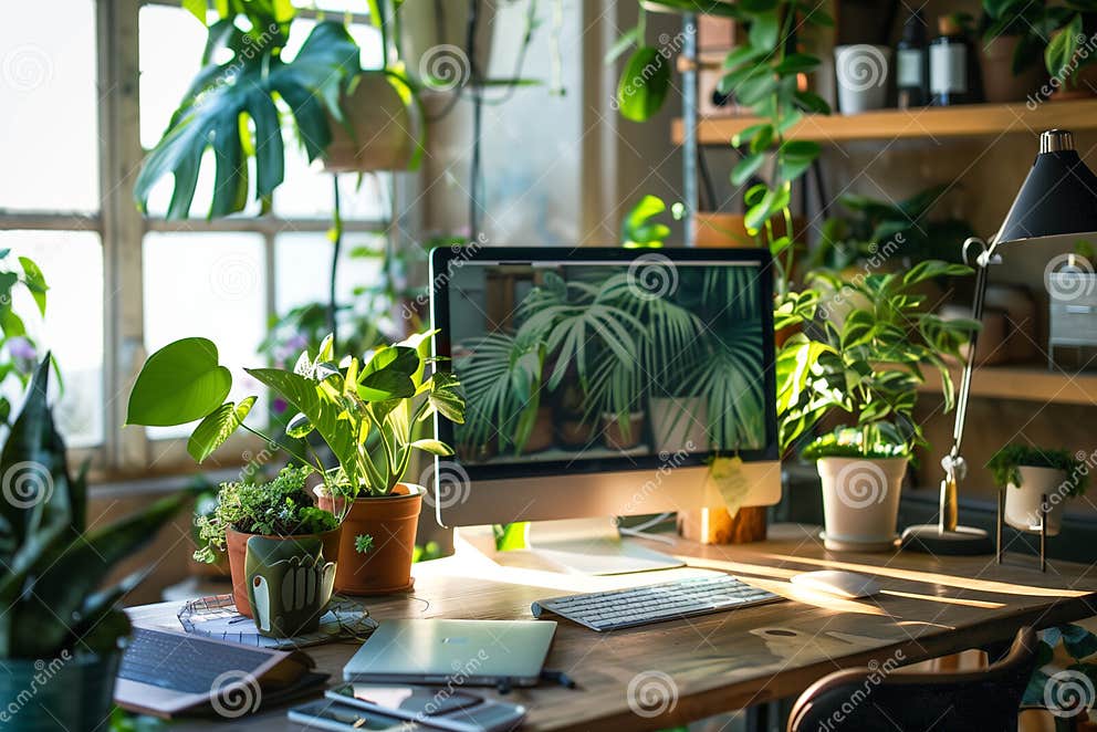 Gardening Tools and Computer on a Table. by Generative Ai Stock ...