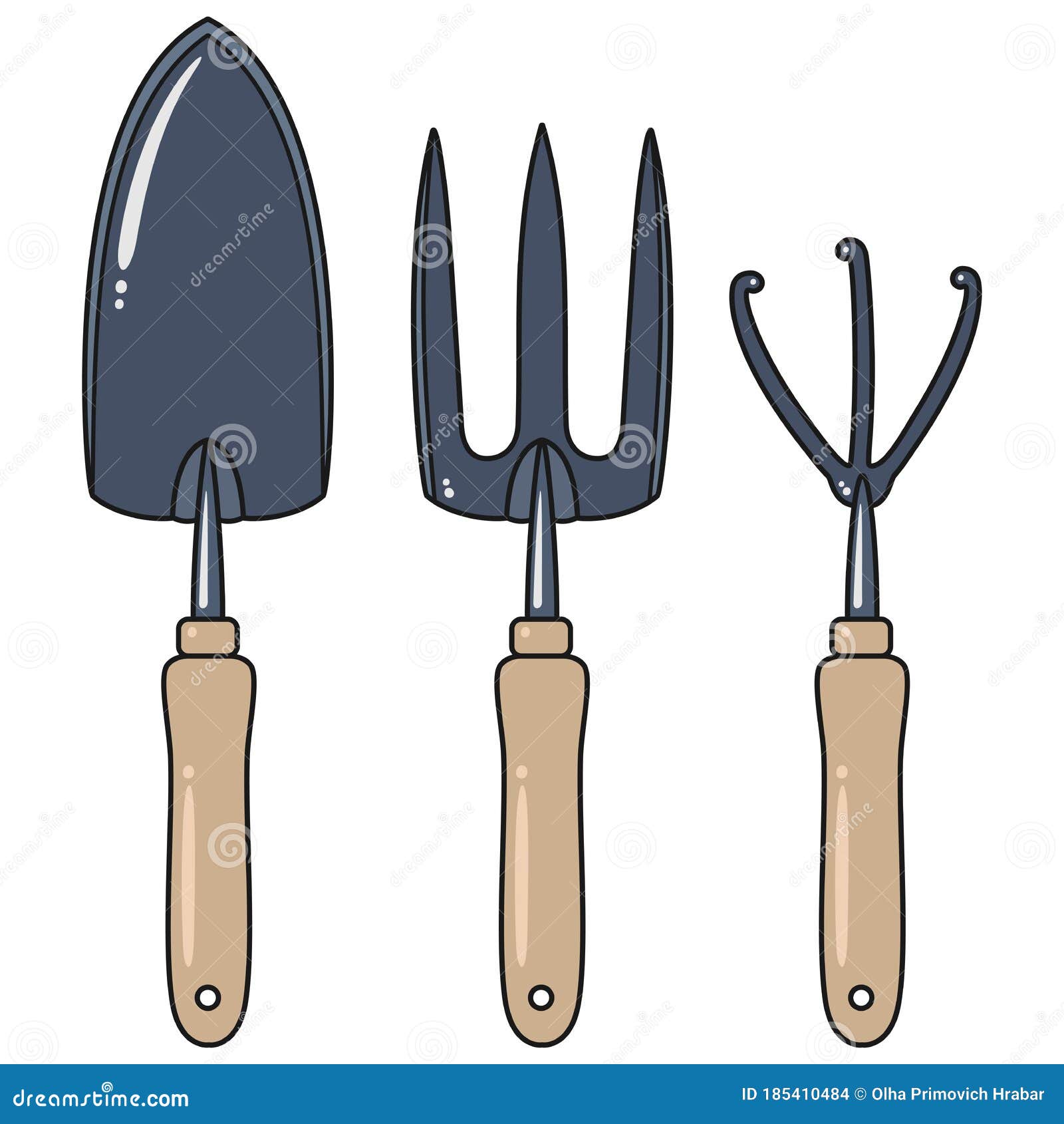 Gardening Tools: Cultivator, Trowel, Weed Fork Stock Vector ...