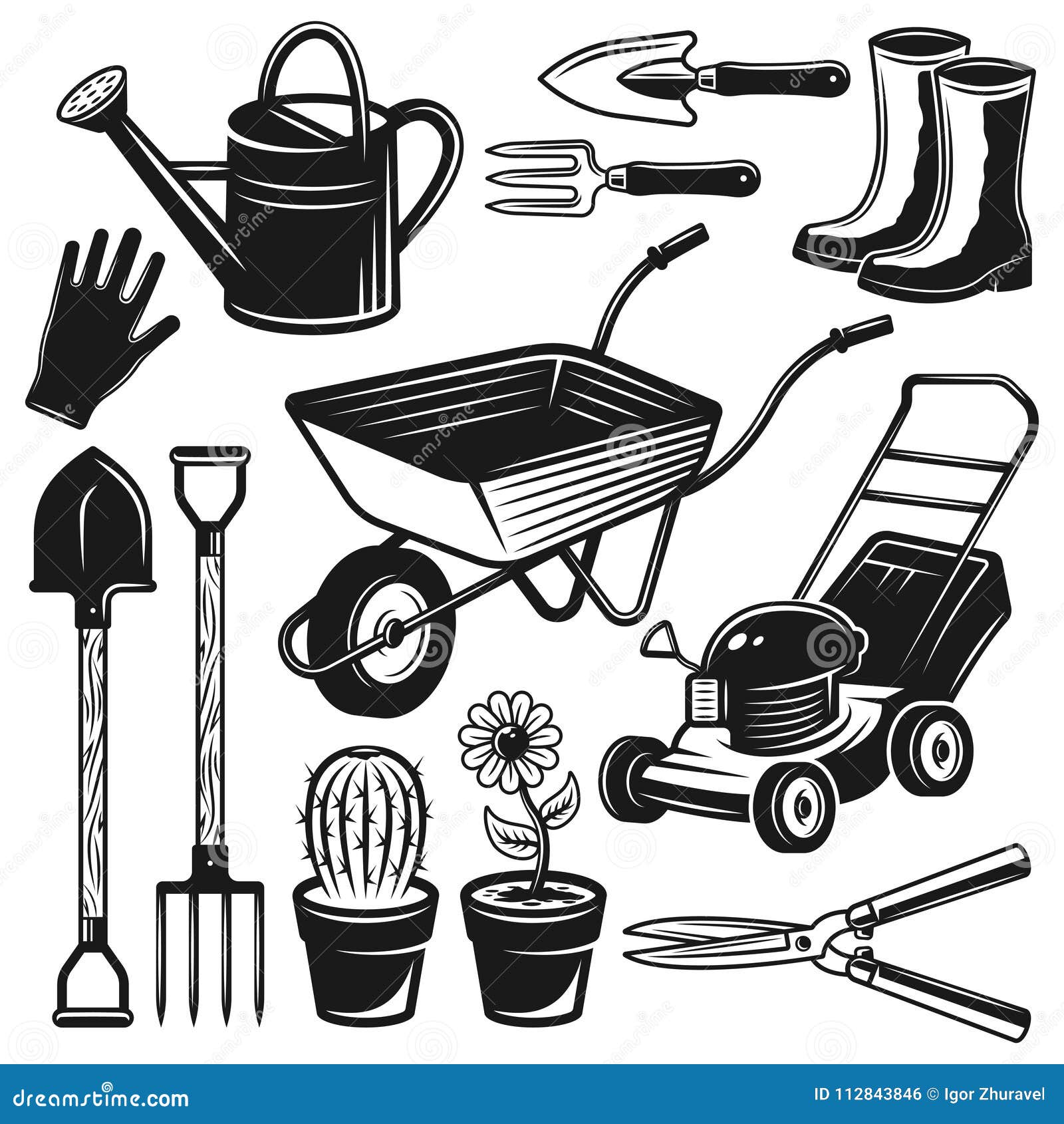 Gardening Tools and Equipment Vector Objects Stock Vector ...