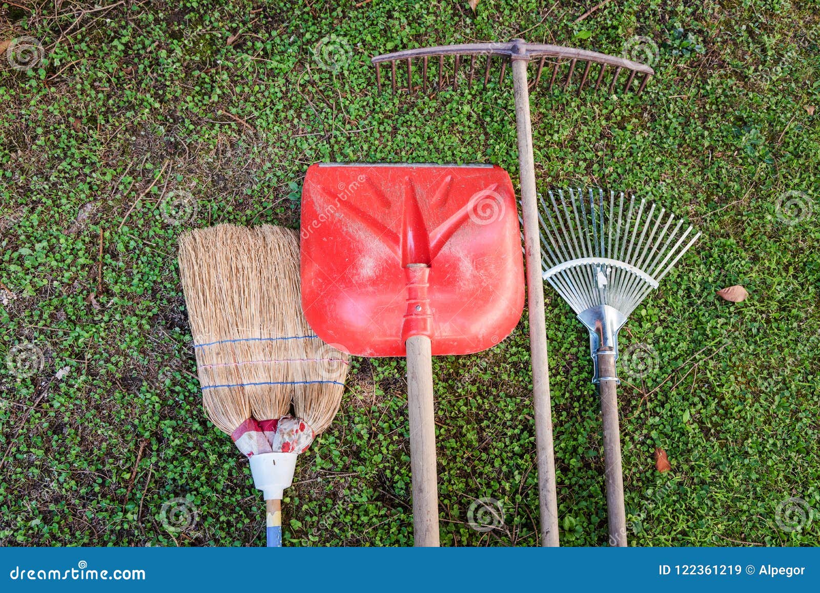 Gardening Tools on Grass stock image. Image of focus - 122361219