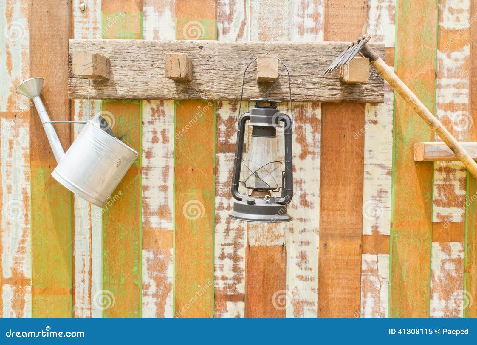 Gardening Tools Hanging on Wooden Wall Stock Image - Image of rake ...