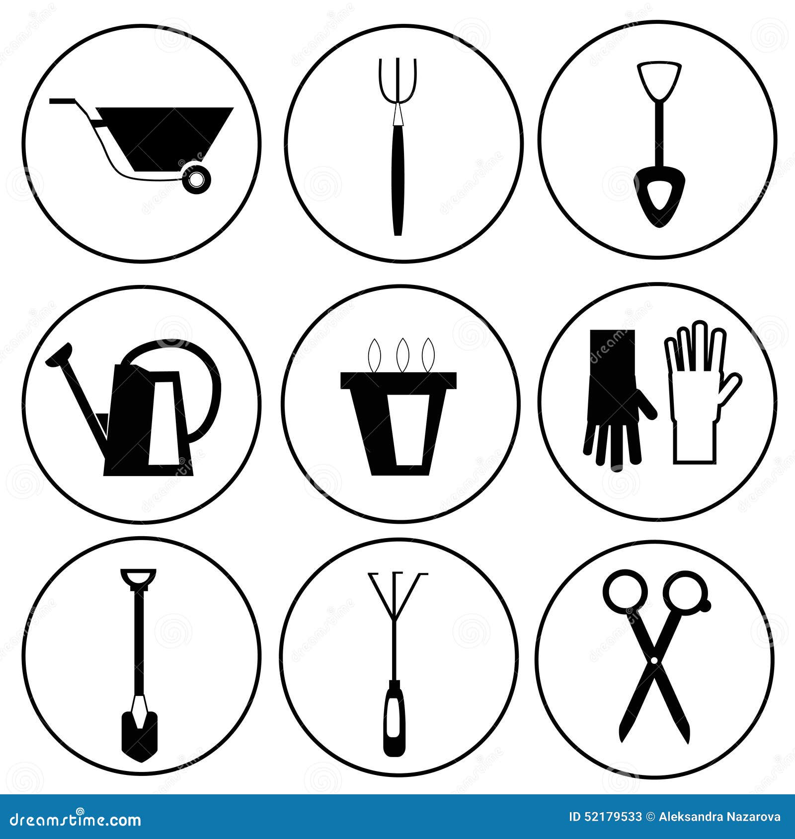 Gardening tools icon set stock vector. Illustration of watering - 52179533
