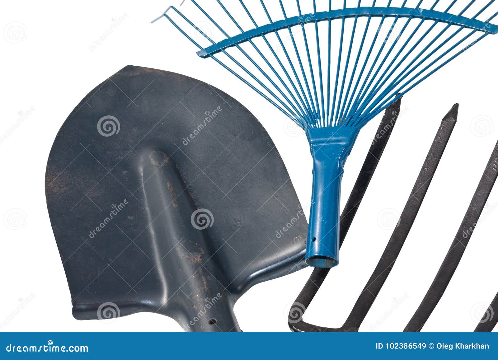 Gardening Tools, Spade, Fork and Rake Stock Image - Image of ...