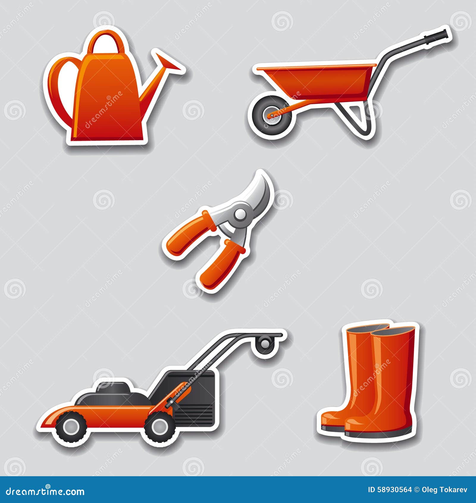 Gardening tools stickers stock illustration. Illustration of badge ...
