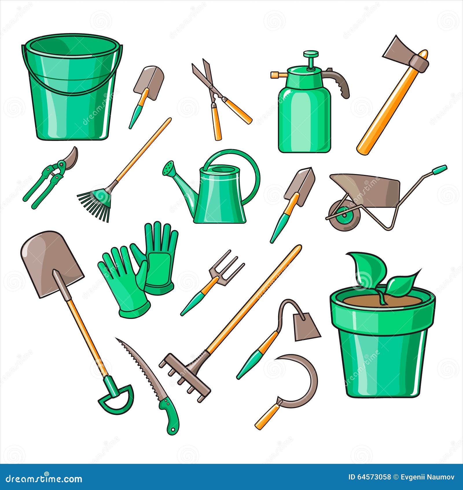Gardening Tools Vector Illustration Set Stock Vector - Illustration of ...