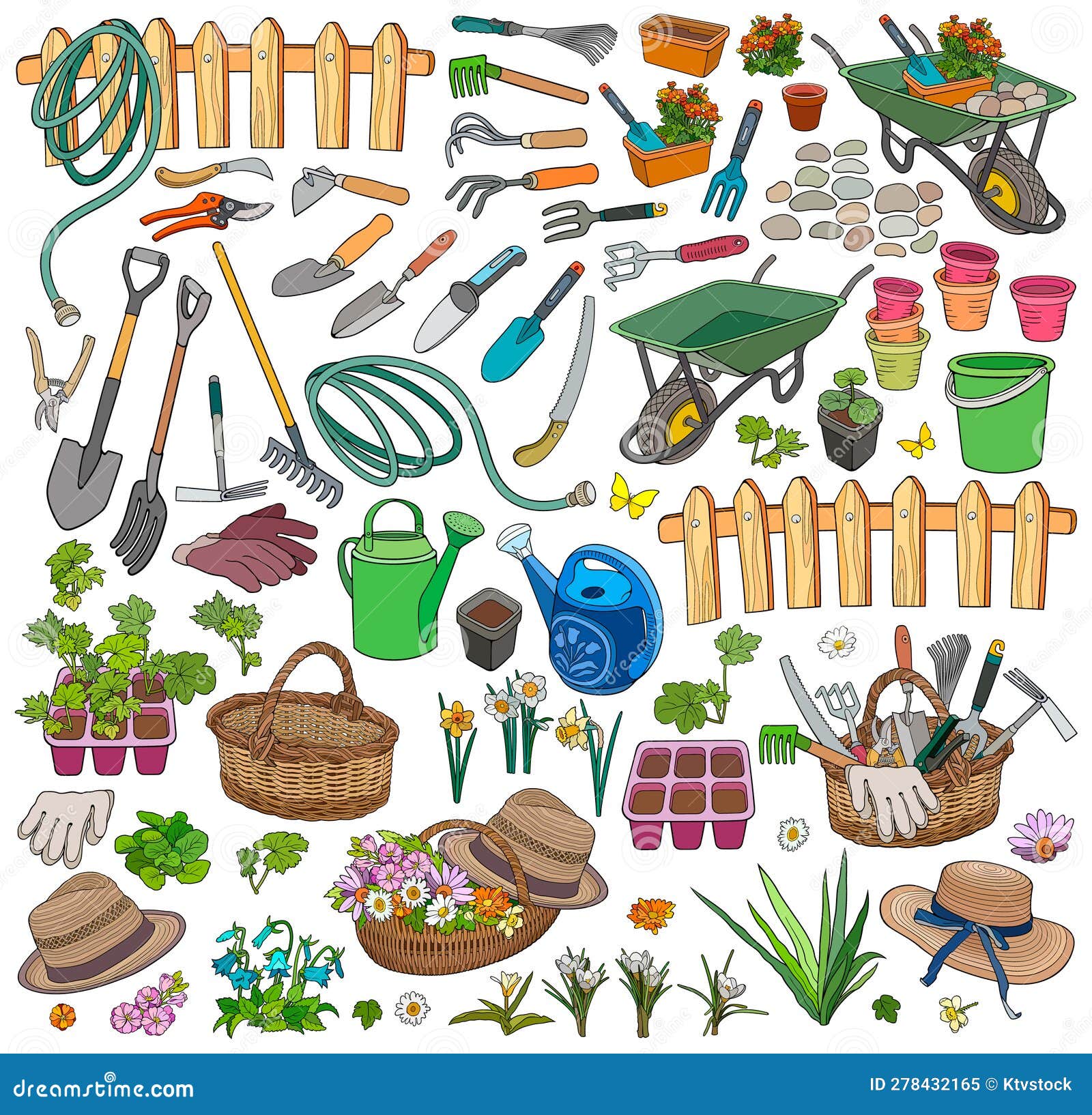 Gardening Vector Illustration. Set of Garden Elements Set Stock Vector ...