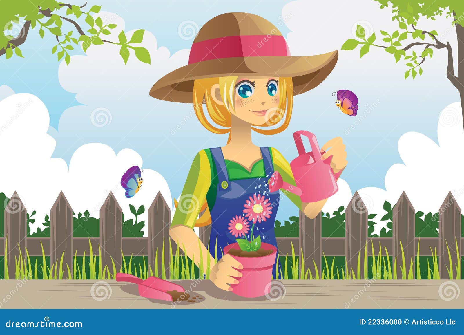 Gardening woman stock vector. Illustration of beautiful - 22336000