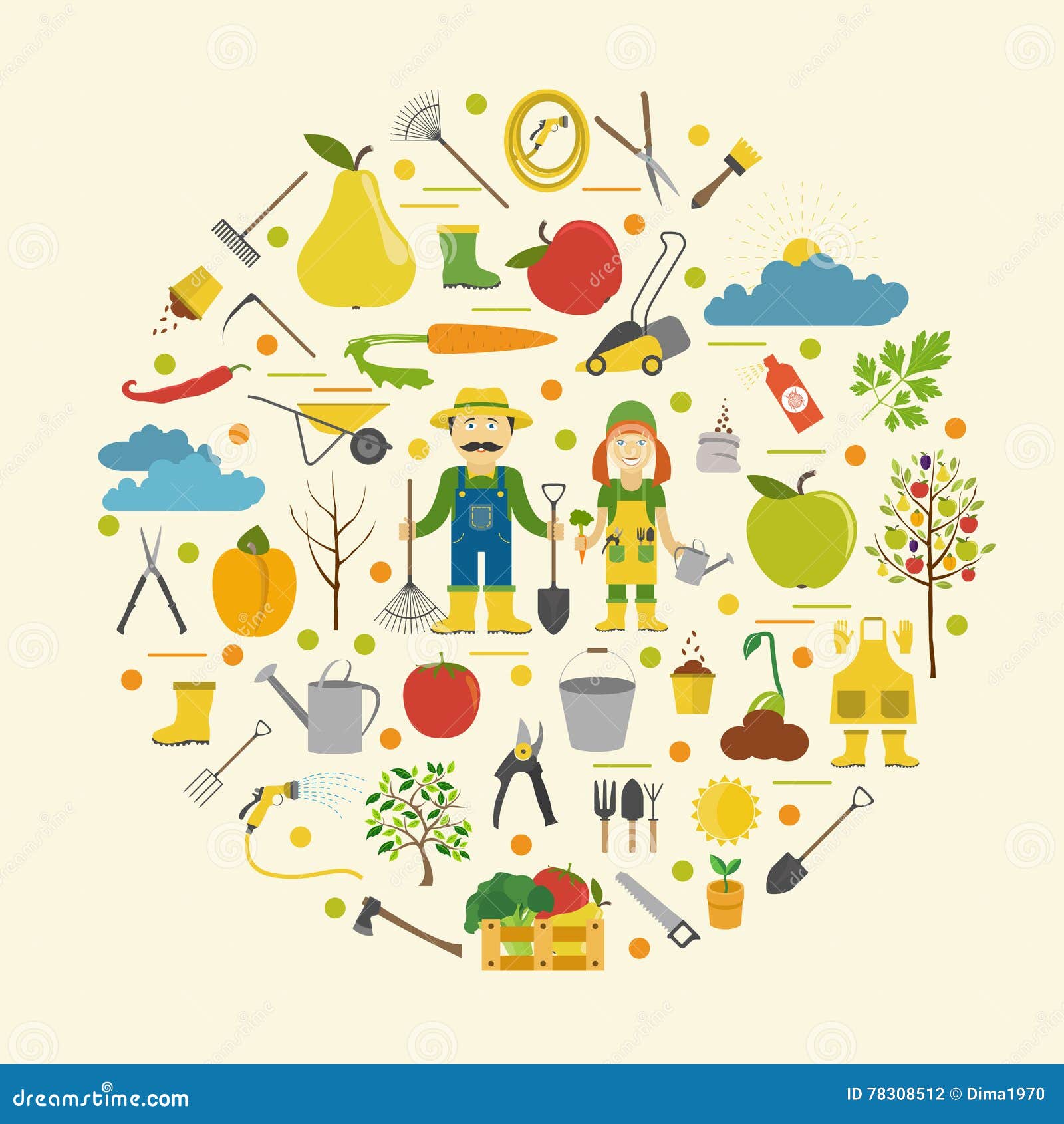 Gardening Work, Farming Infographic. Graphic Template Stock Vector ...