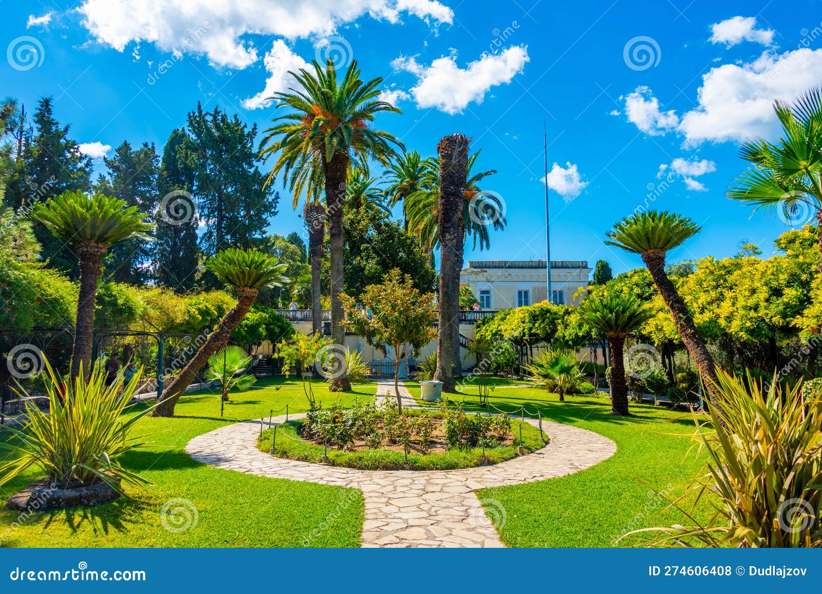 Gardens at Achilleion Palace at Corfu, Greece Stock Photo - Image of ...