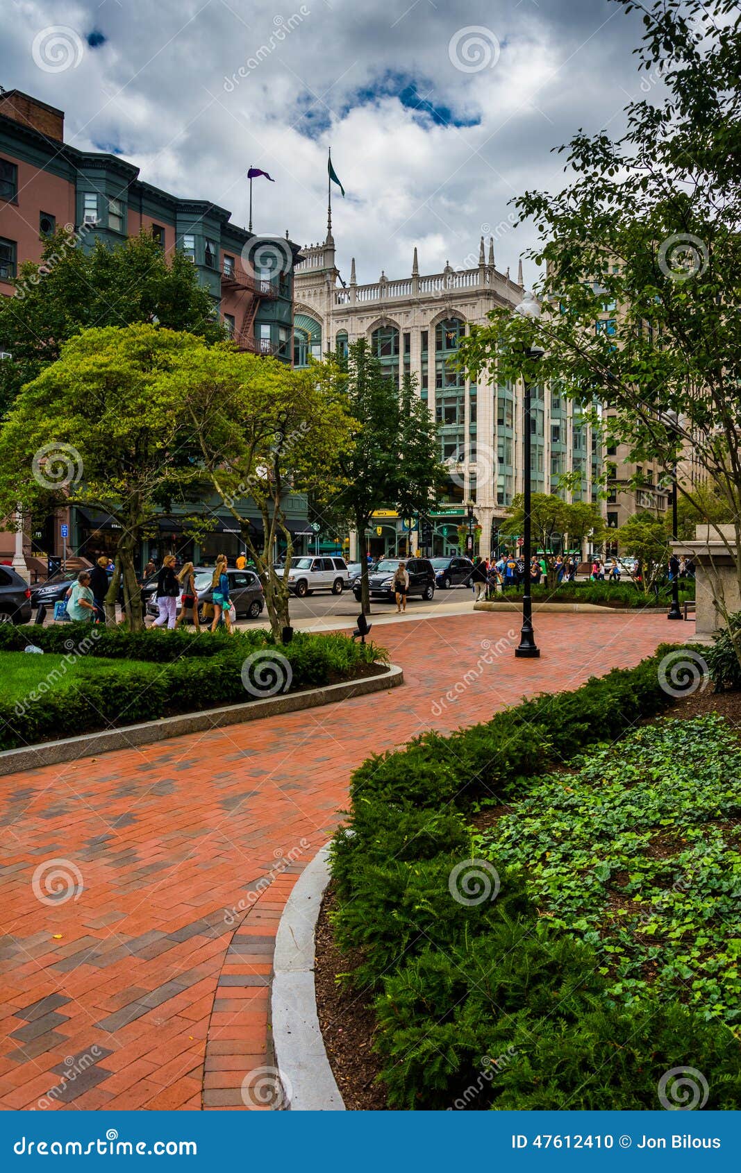 Gardens Along a Brick Path in Boston, Massachusetts. Editorial Image ...