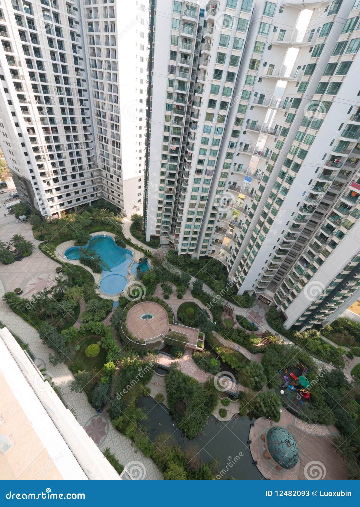 Gardens in a Residence Community Stock Image - Image of swimming ...