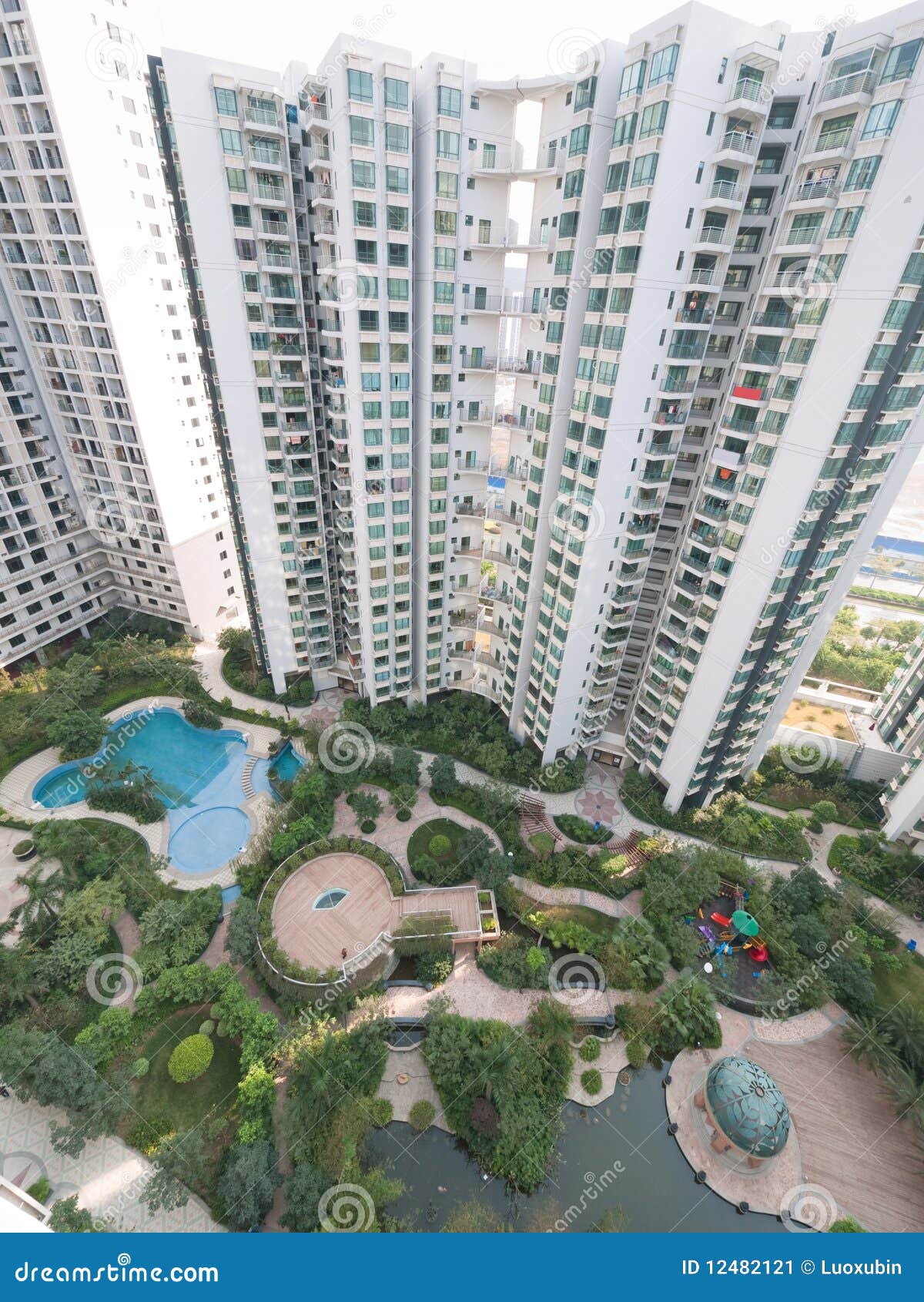 Gardens in a Residence Community Stock Image - Image of glass ...