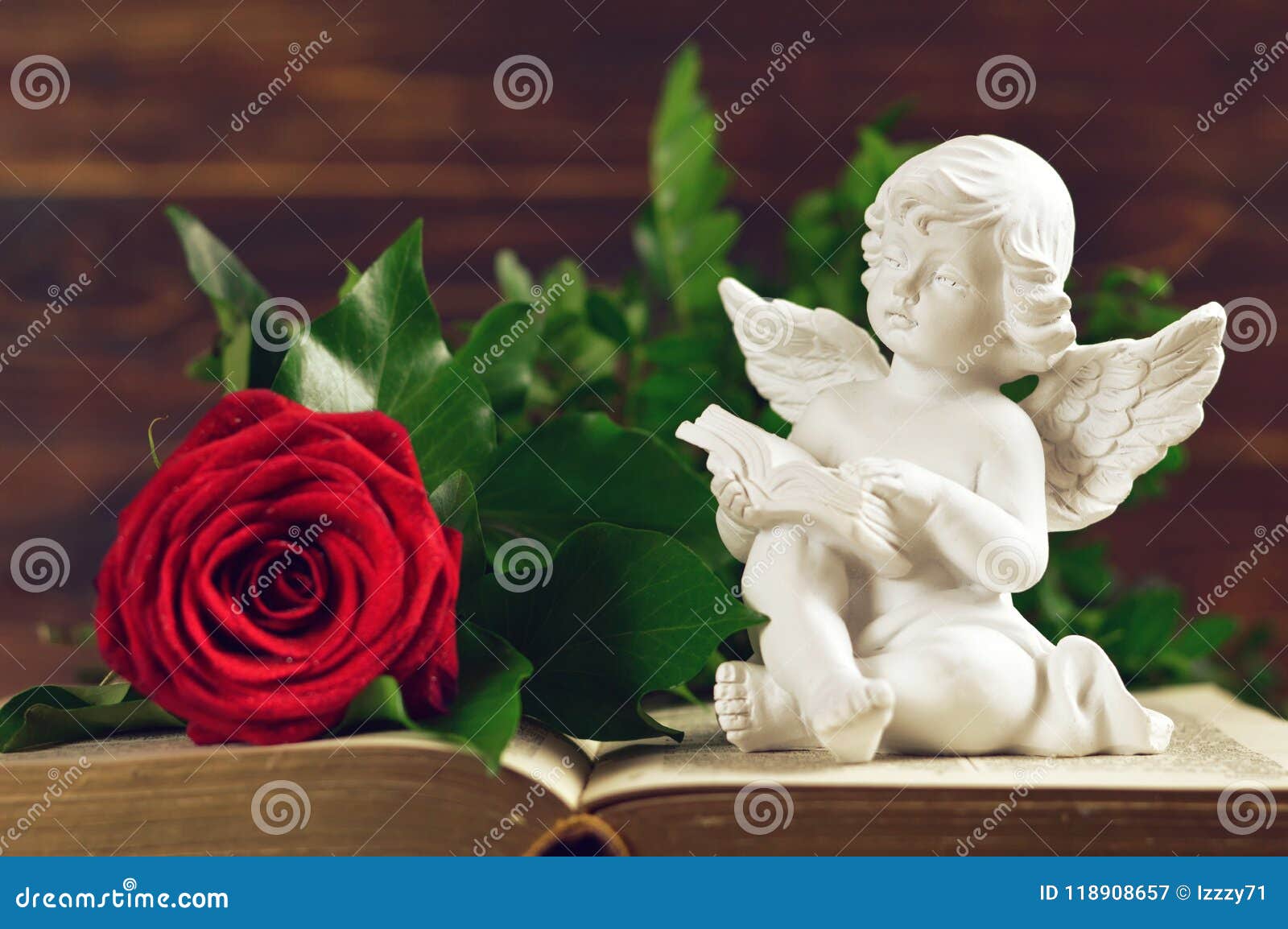 Gardien D'ange Et Rose De Rouge Image stock - Image du décoration ...