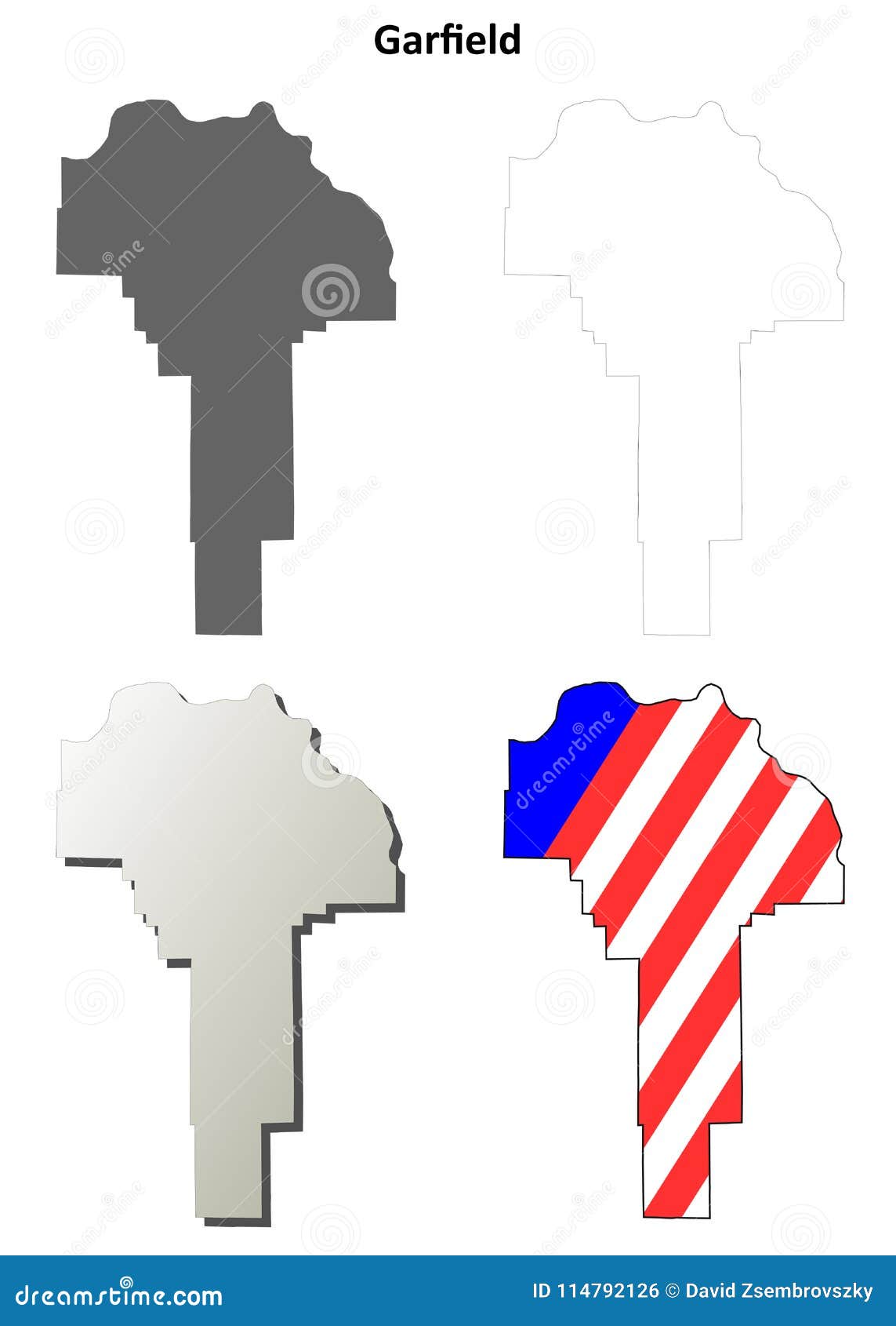 Garfield County, Washington Outline Map Set Stock Vector - Illustration ...