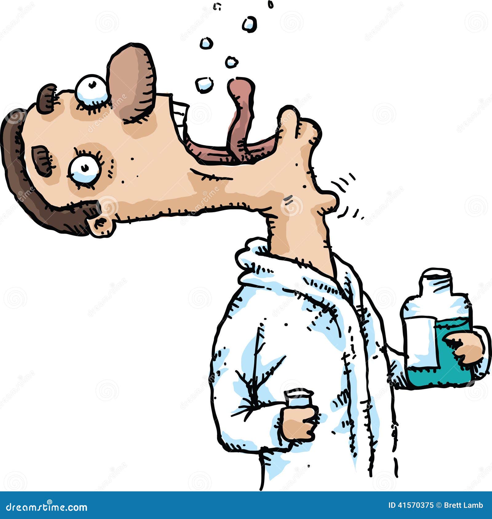 Gargarejando o homem ilustração stock. Ilustração de dentadura - 41570375