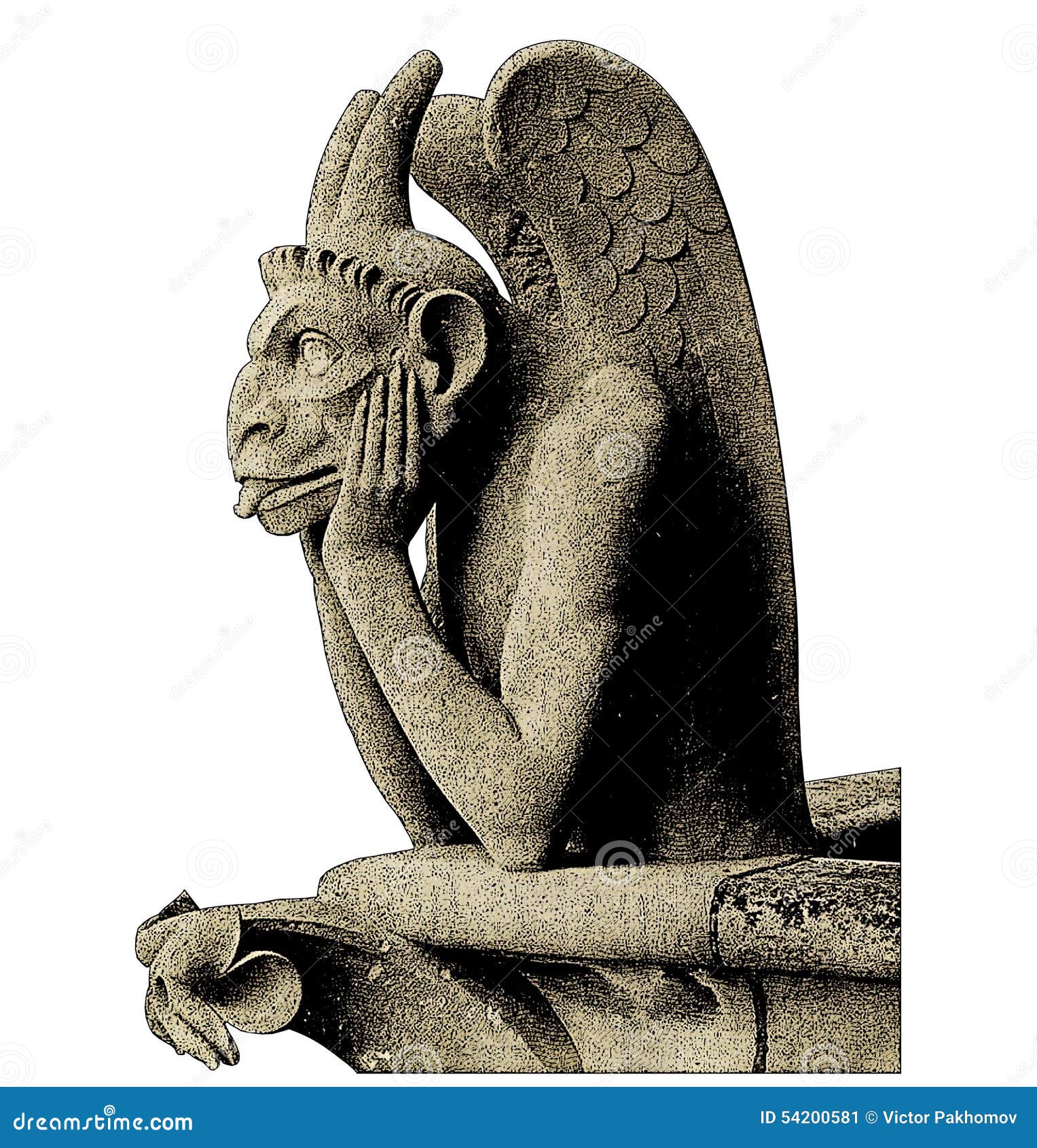 Gargoyle Face Isolated. Head Stone Demonic Character, Monster ...