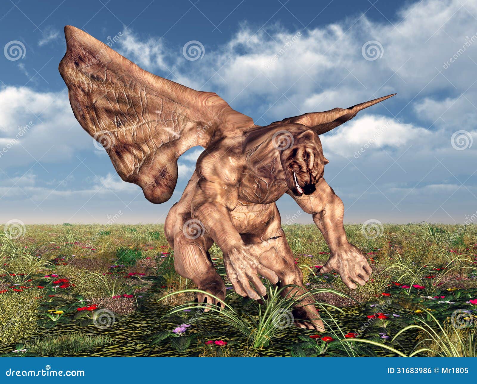 Gargoyle stock illustration. Illustration of flying, dragon - 31683986