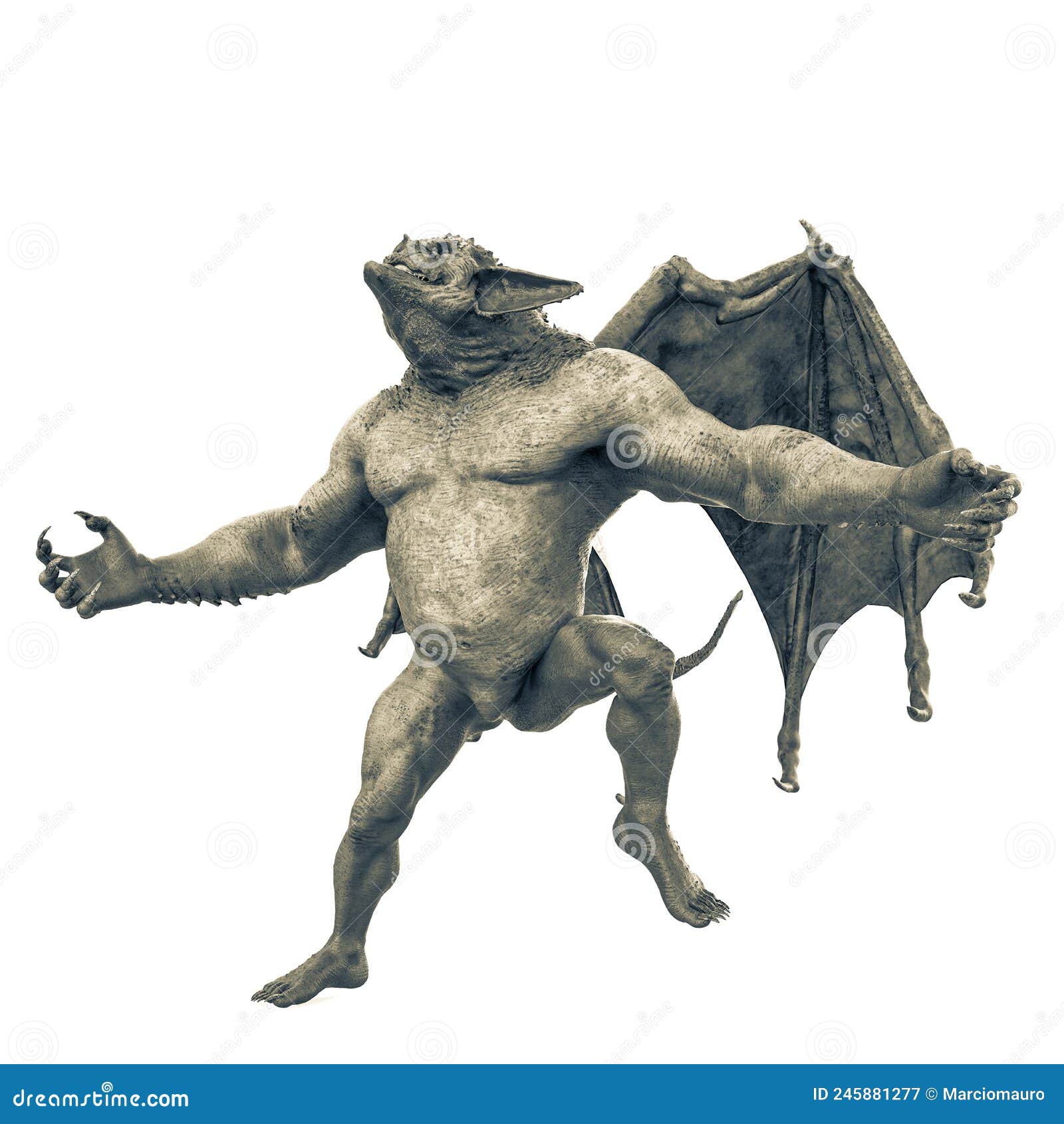 Gargoyle is Looking Up and Angry Stock Illustration - Illustration of creature, dragon: 245881277