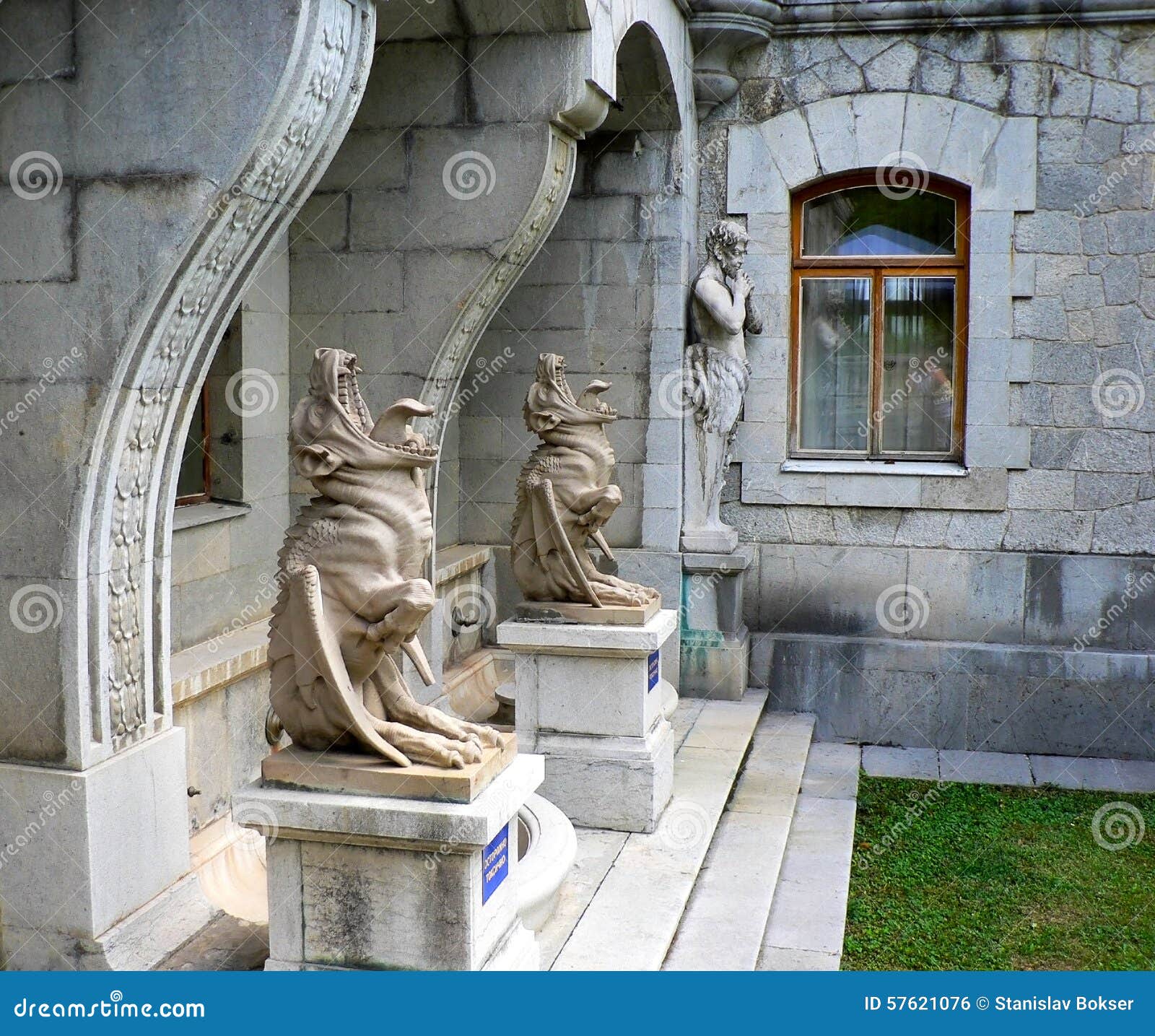 Gargoyle Statues in Courtyard of Castle Stock Photo - Image of city ...