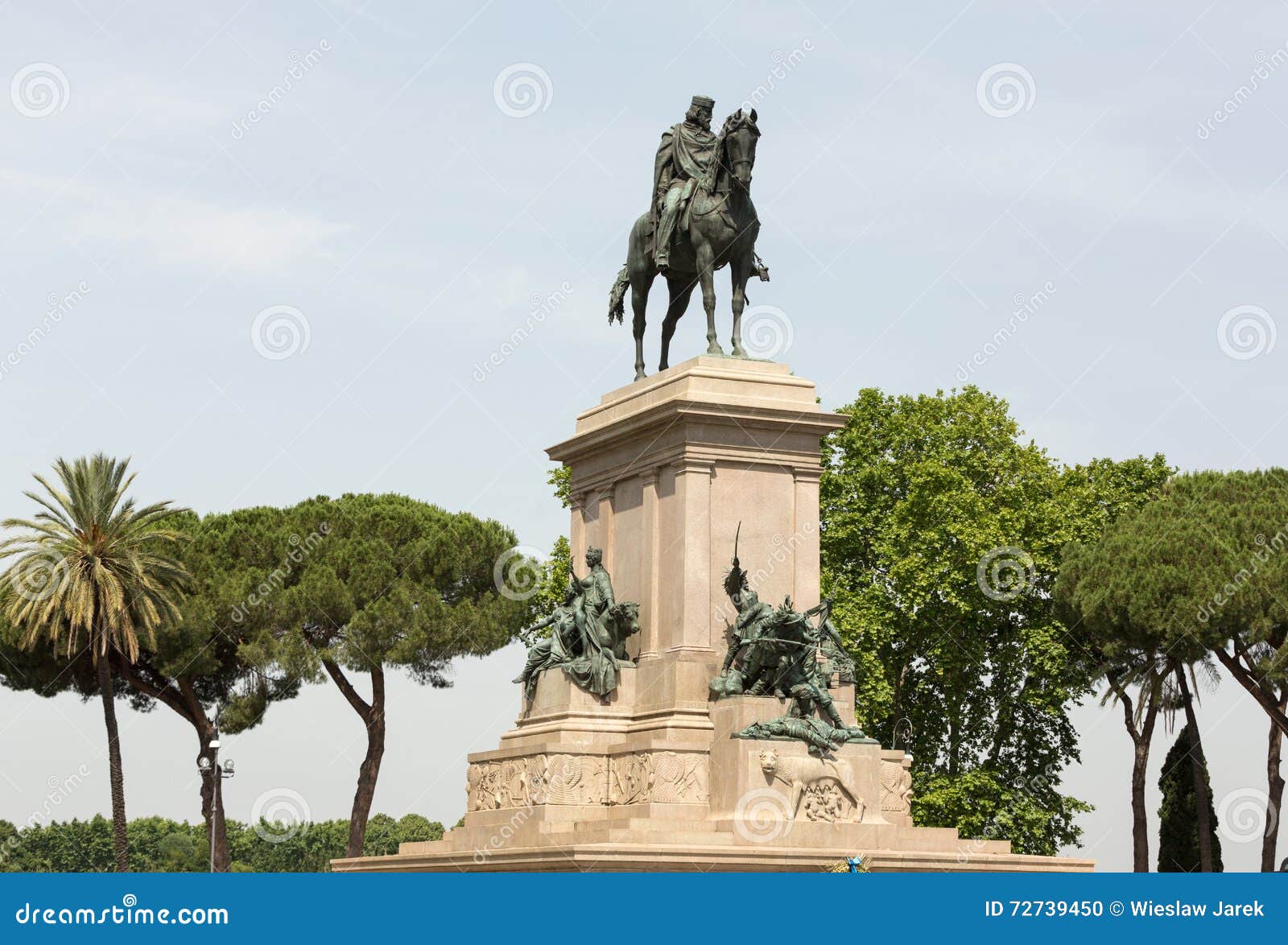 Garibaldi Monument on Janiculum Hill in Rome Stock Photo - Image of ...