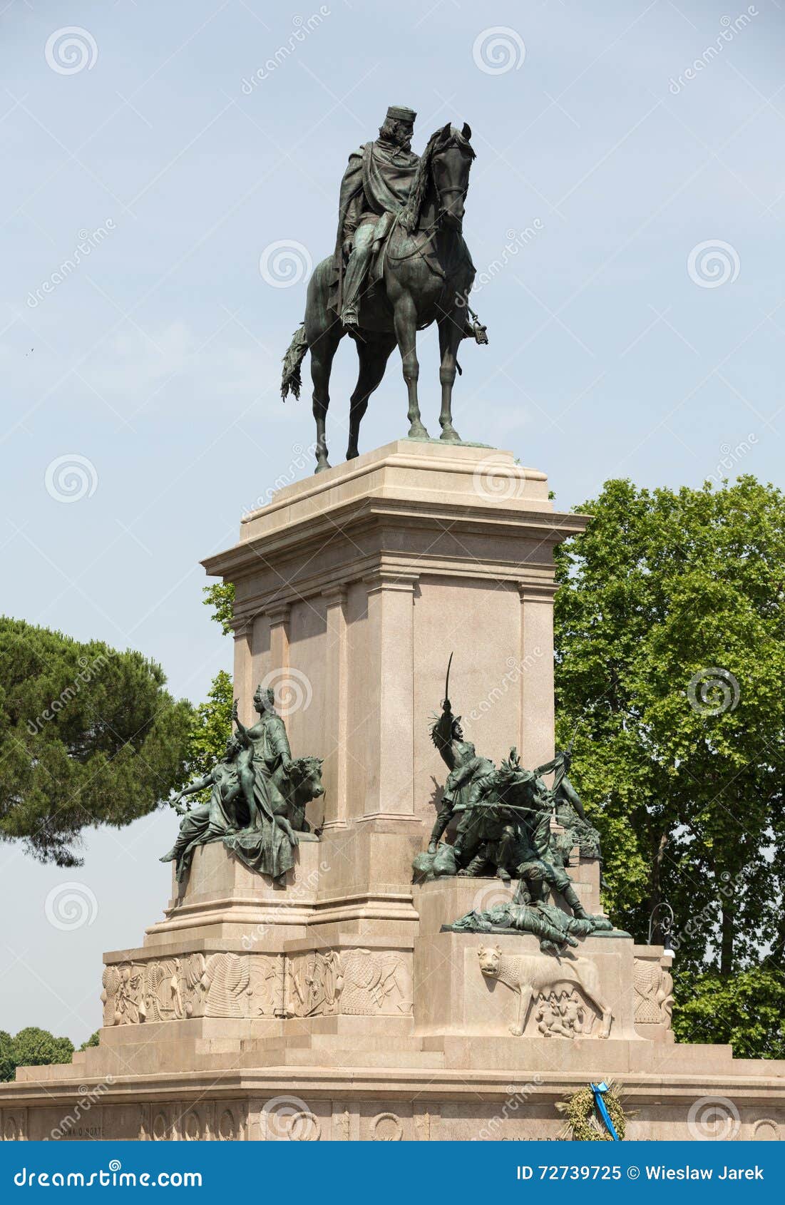 Garibaldi Monument on Janiculum Hill in Rome Stock Image - Image of ...