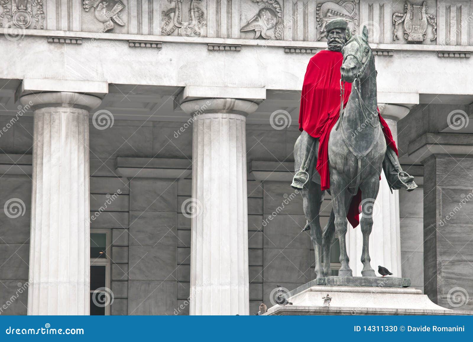 Garibaldi S Statue with a Red Cape Stock Photo - Image of column, horse ...