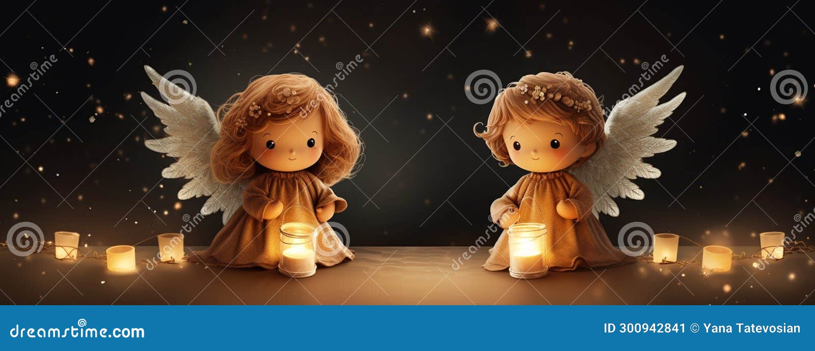 The Garland Angels Glow in the Dark. Selective Focus Stock Image ...