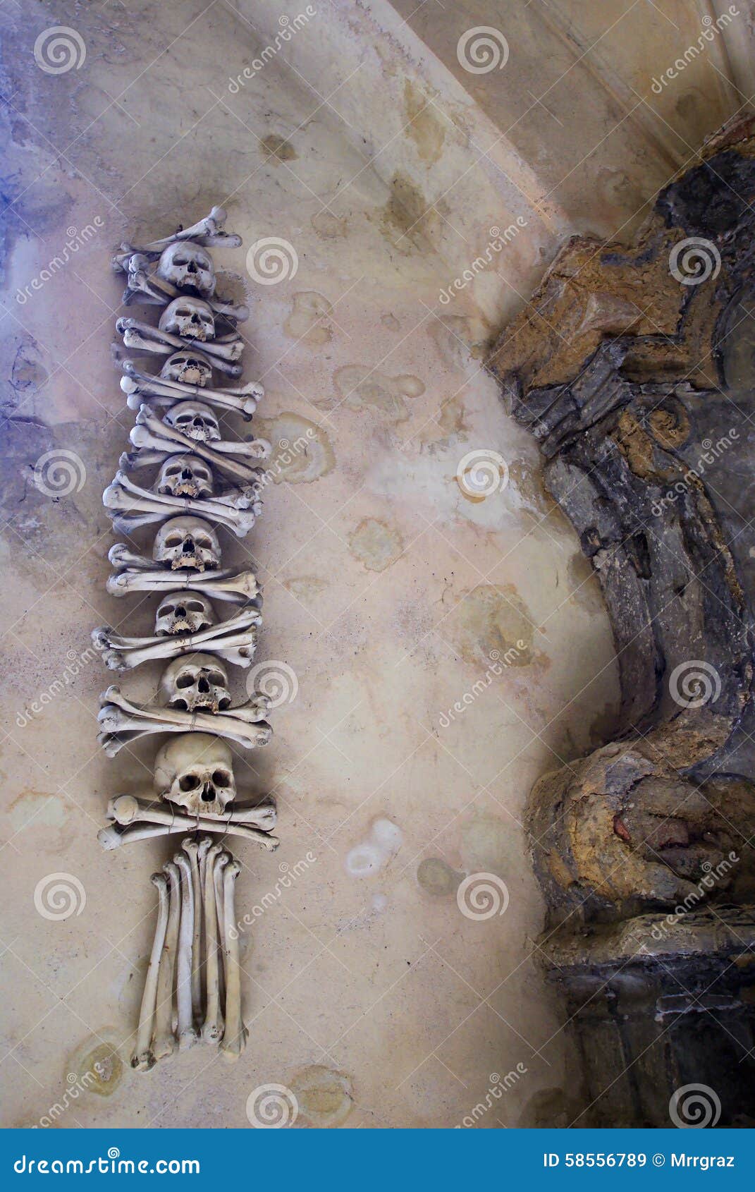 Garland of Bones and Skulls Editorial Stock Image - Image of kutna ...