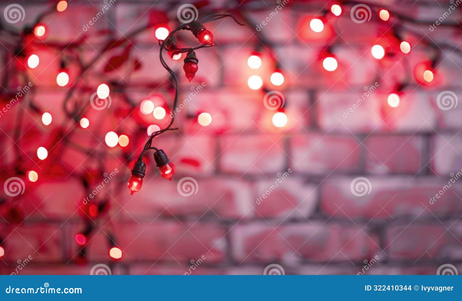 Garland of Cold Red Lights on the Brick Background Stock Illustration ...