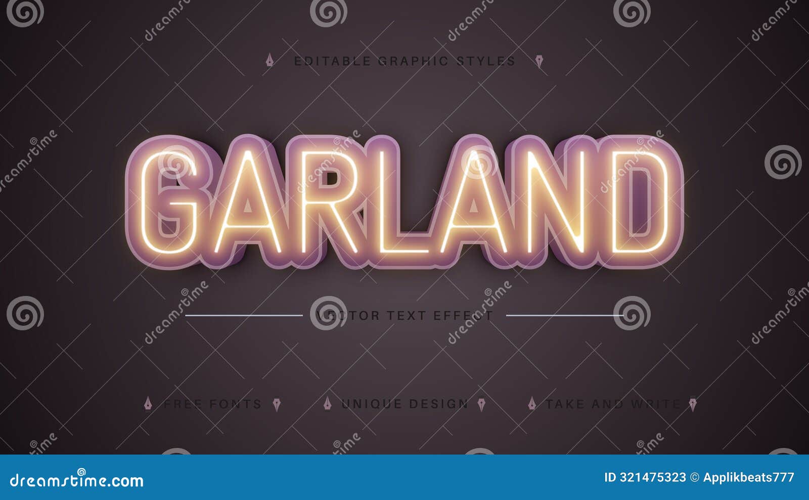 Garland - Editable Text Effect, Font Style Stock Vector - Illustration ...