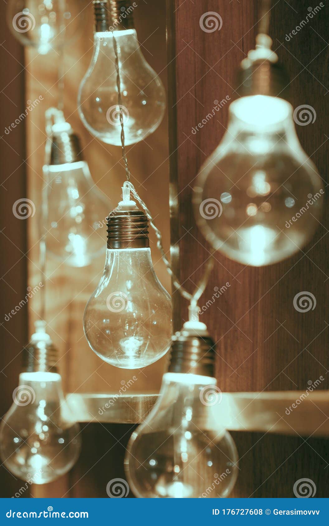 Garland in Form of Classic Light Bulbs with Led Light Inside. Stock ...