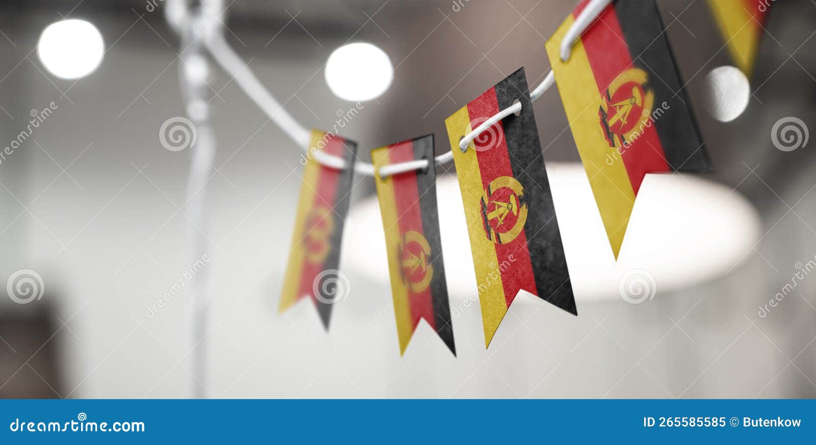 A Garland of GDR National Flags on an Abstract Blurred Background Stock ...