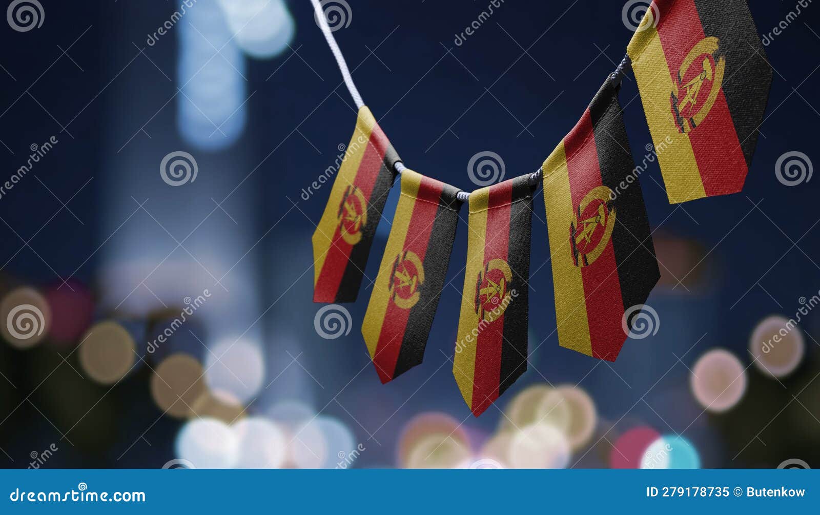 A Garland of GDR National Flags on an Abstract Blurred Background Stock ...