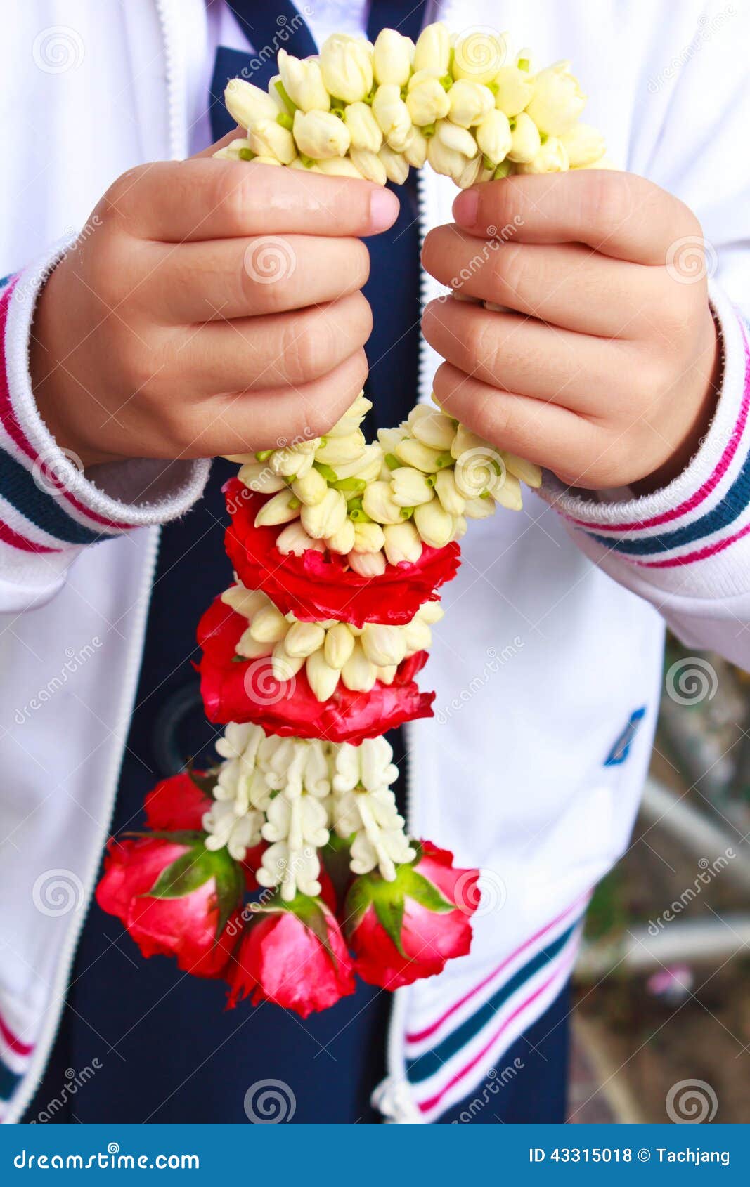 Garland of Jasmine Flower on Hand. Stock Photo - Image of craft, floral ...