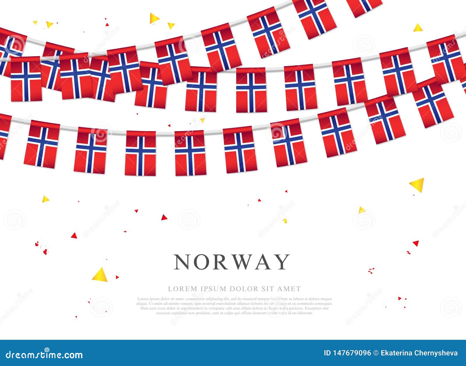 Norway Garland Flag With Confetti On Transparent Background, Hang ...