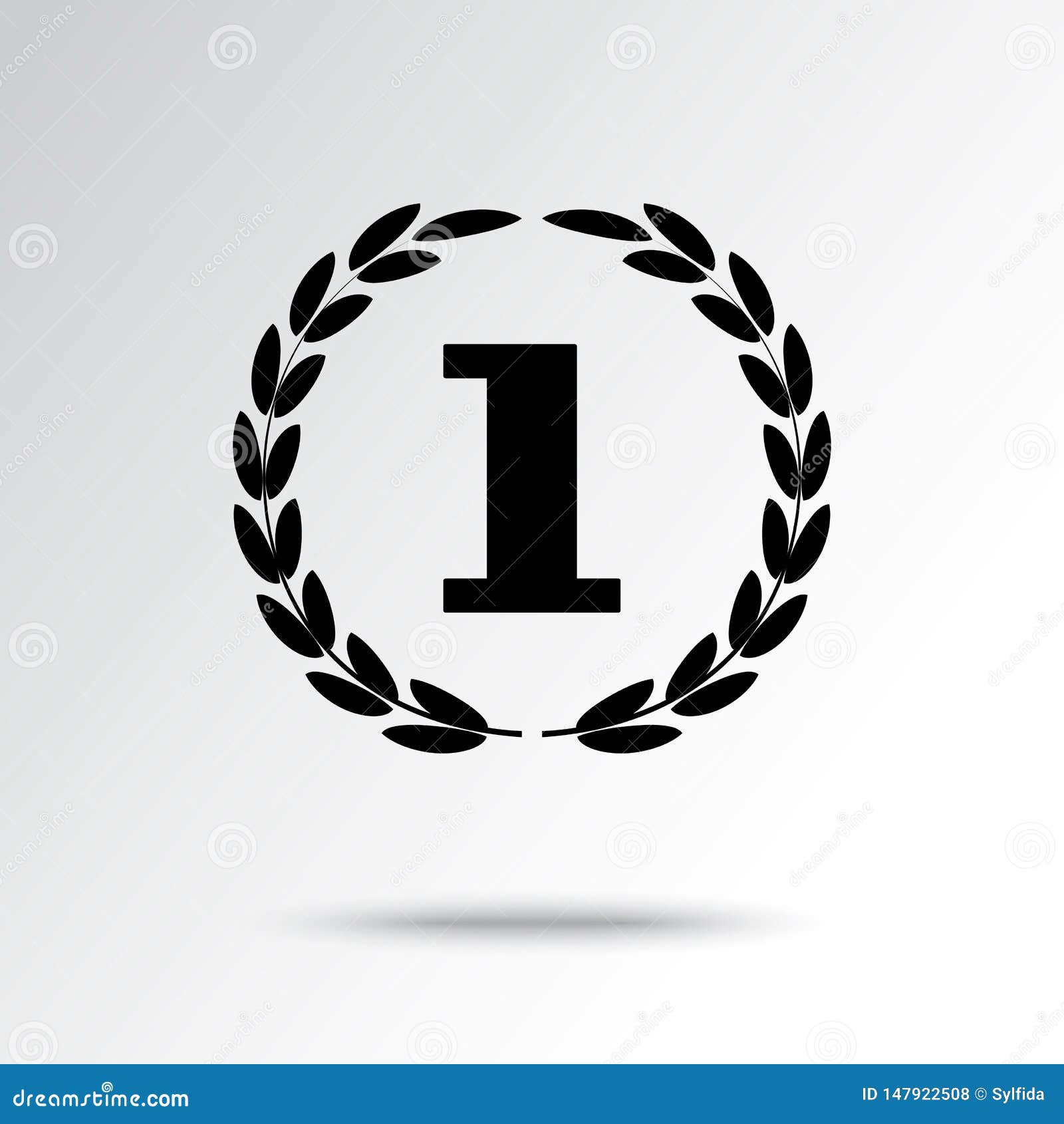 Garland and Number One with Shadow. Black Silhouette Icon Stock ...