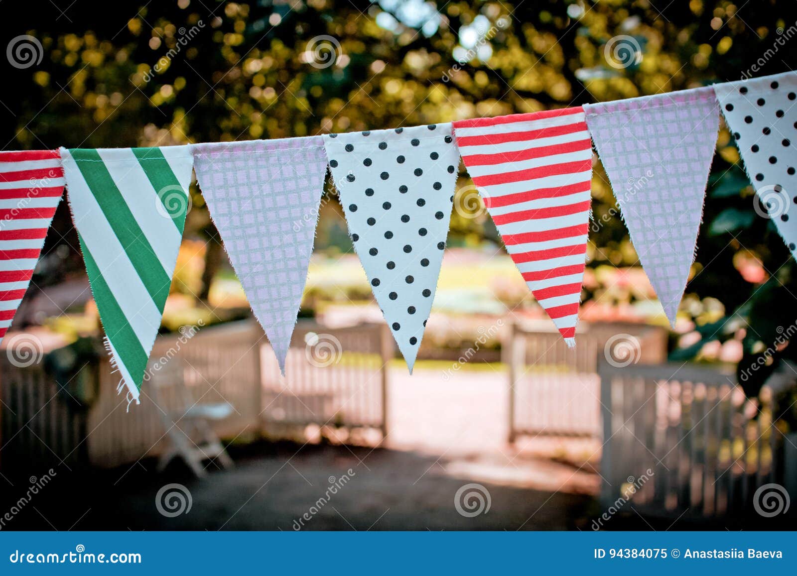 Garland of textile flags stock image. Image of outdoors - 94384075