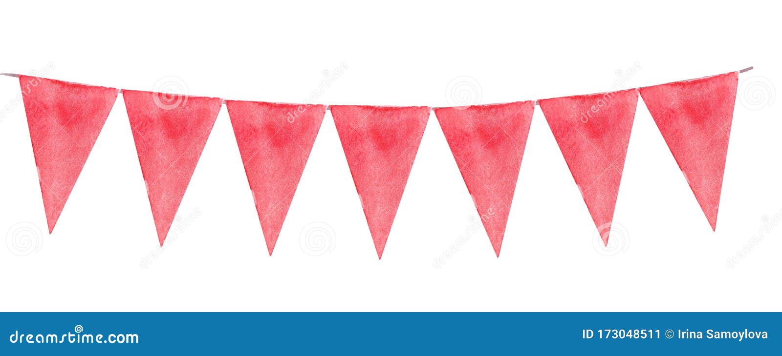 Garland of Triangular Flags Hand Drawn Watercolor. Element for Decor ...