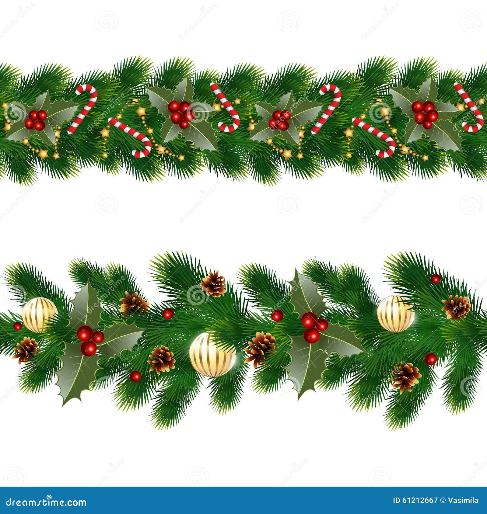 Garlands of fir tree stock vector. Illustration of decorative - 61212667
