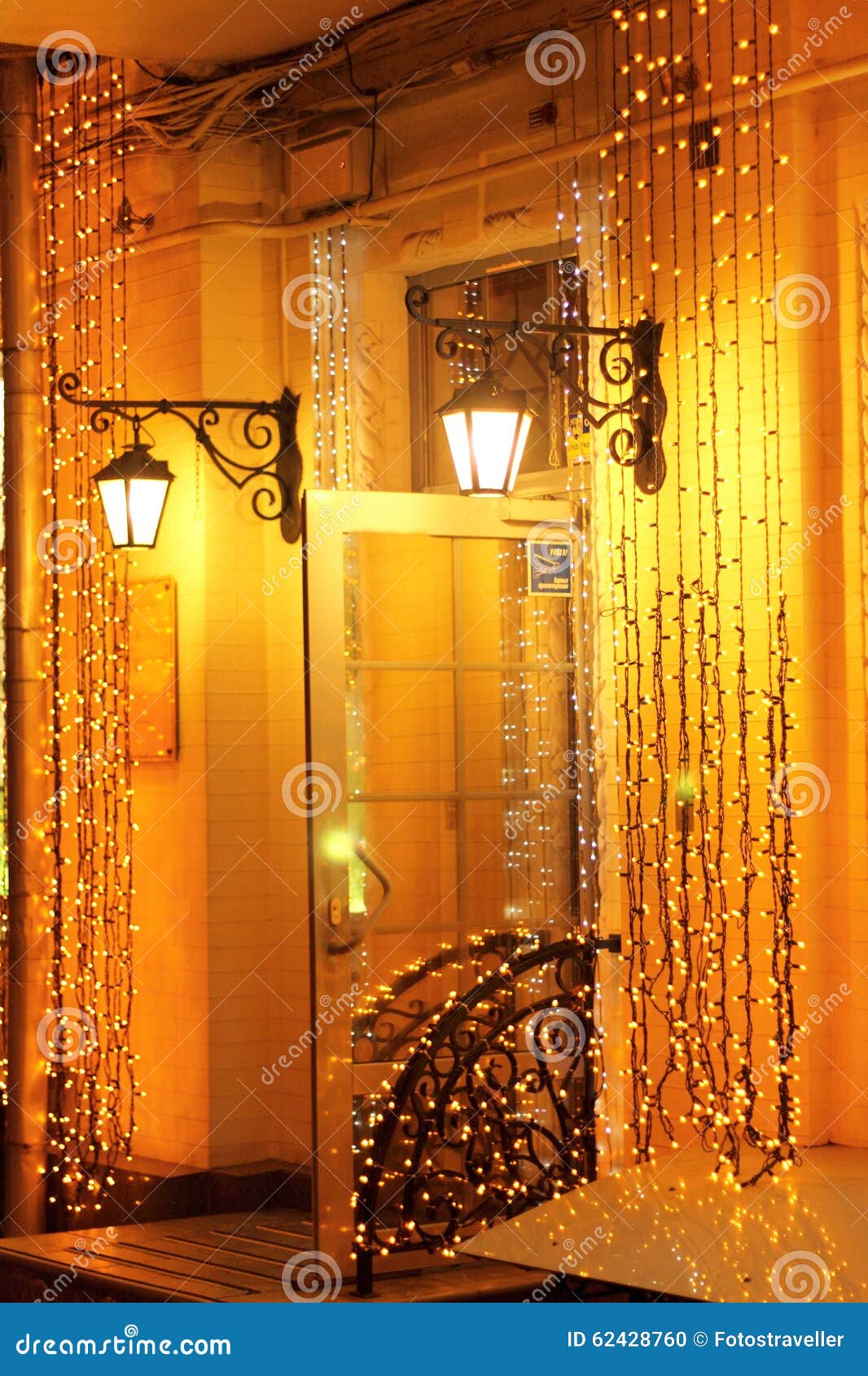 Garlands of Shimmering Night Stock Photo - Image of year, lights: 62428760